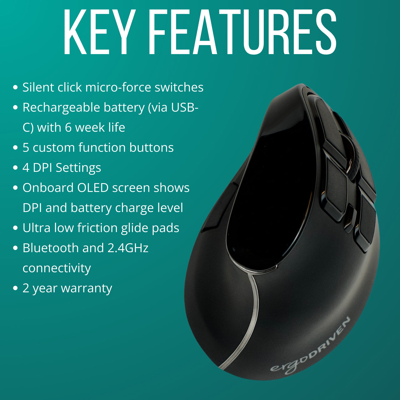 Om Ergonomic Mouse with Screen | Wireless Vertical Handshake Mouse ...